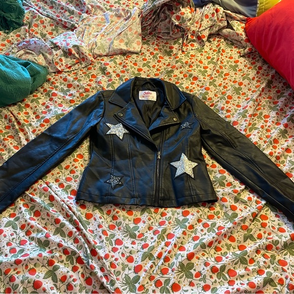 Justice | Jackets & Coats | Justice Black False Leather Jacket With ...